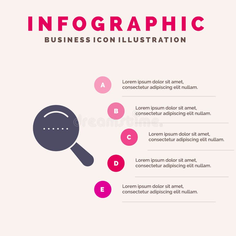 Magnifier, Search, Dote Solid Icon Infographics 5 Steps Presentation ...
