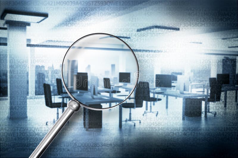 Magnifier Search it in Modern Office 3D Illustration Stock Illustration ...