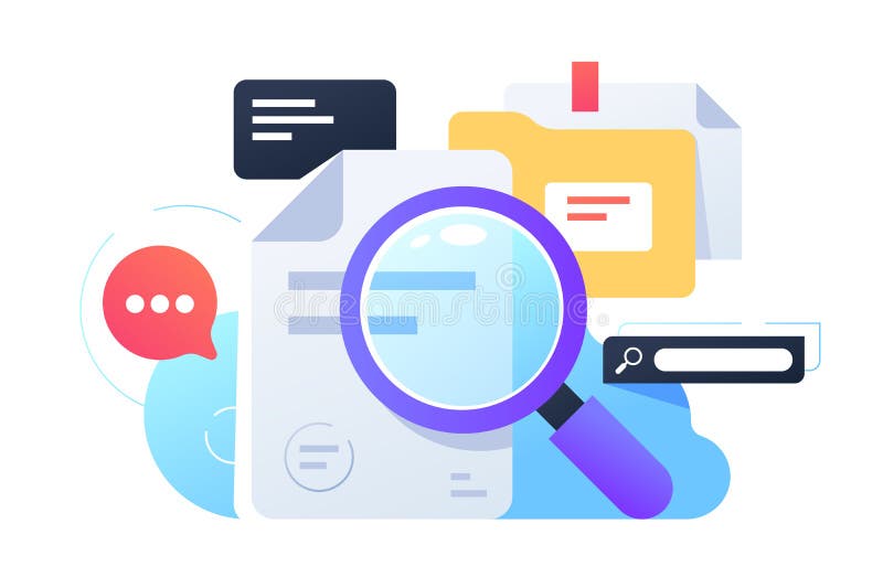 3d Magnifier Searching People or Employee. Stock Illustration ...