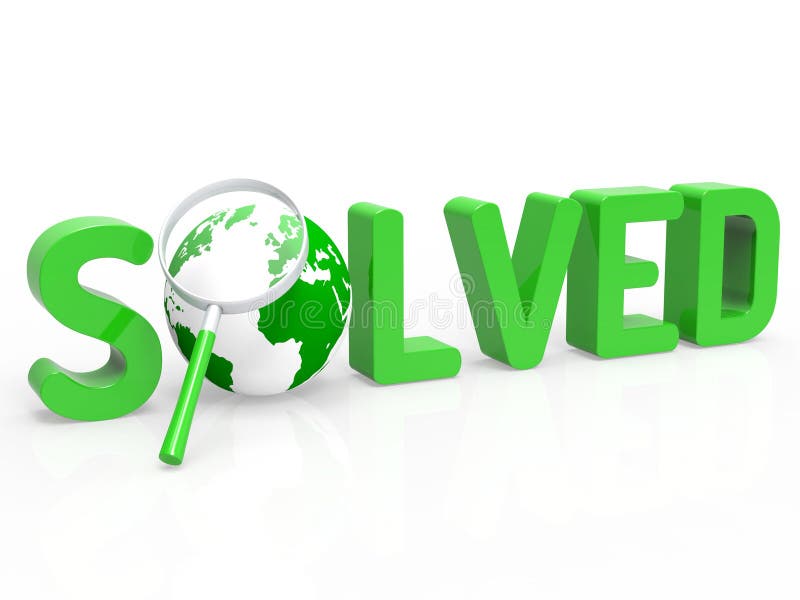 Magnifier Solution Means Solved Resolve and Searches Stock Illustration ...