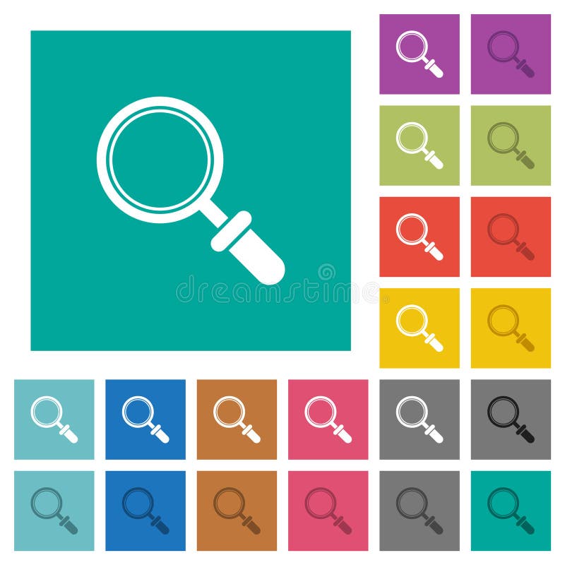 Magnifier Square Flat Multi Colored Icons Stock Illustration ...