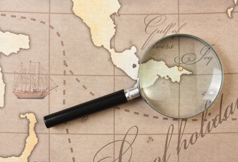 Magnifier on map stock photo. Image of journey, east - 158346764
