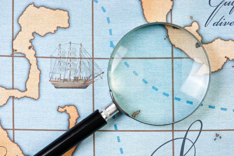 Magnifier on map stock photo. Image of guidance, plan - 157308008