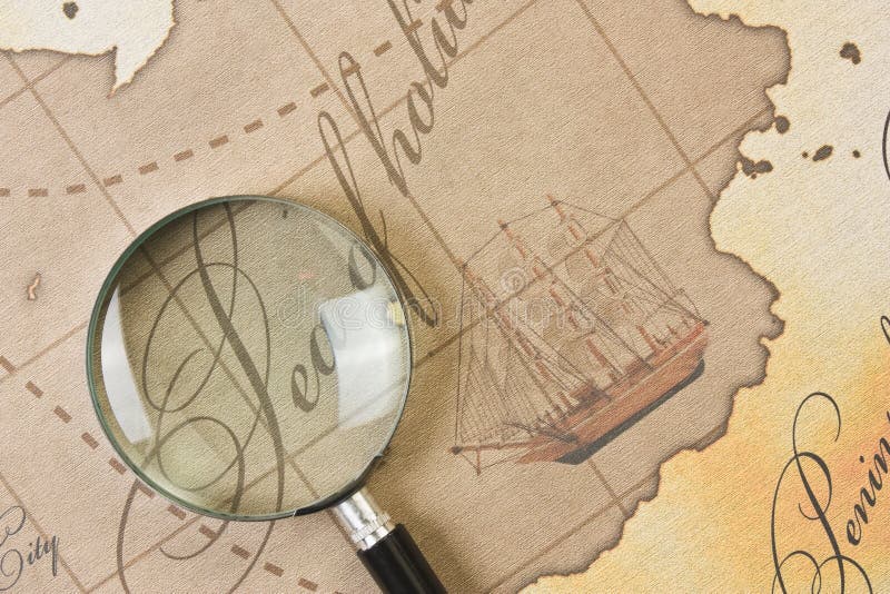 Magnifier on map stock photo. Image of scout, topography - 159172948