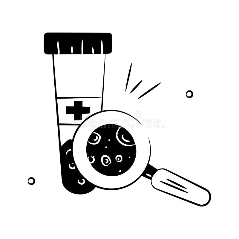 Magnifier with Test Tube Denoting Concept Icon of Blood Test in Doodle ...