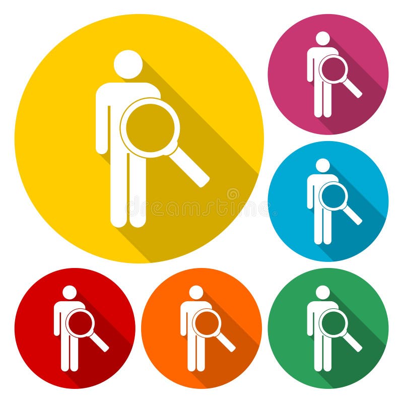 Magnifier with User Sign Icon, View Vector Illustration on White ...