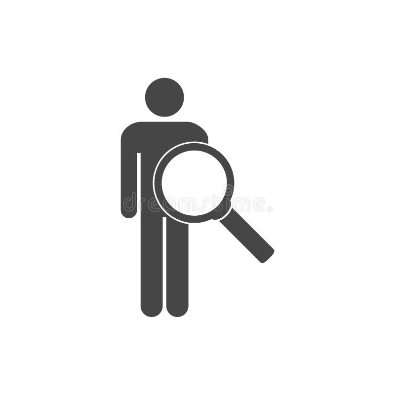 Magnifier with User Sign Icon, View Vector Illustration on White ...