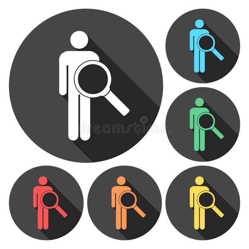 Magnifier with User Sign Icon, View Vector Illustration on White ...