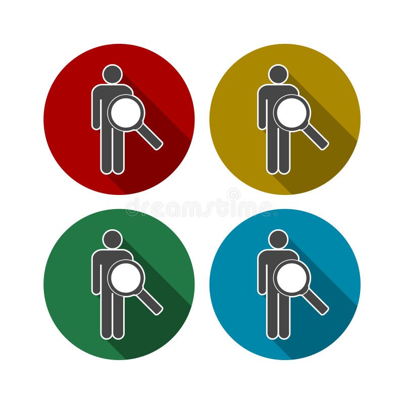 Magnifier with User Sign Icon, View Vector Illustration on White ...