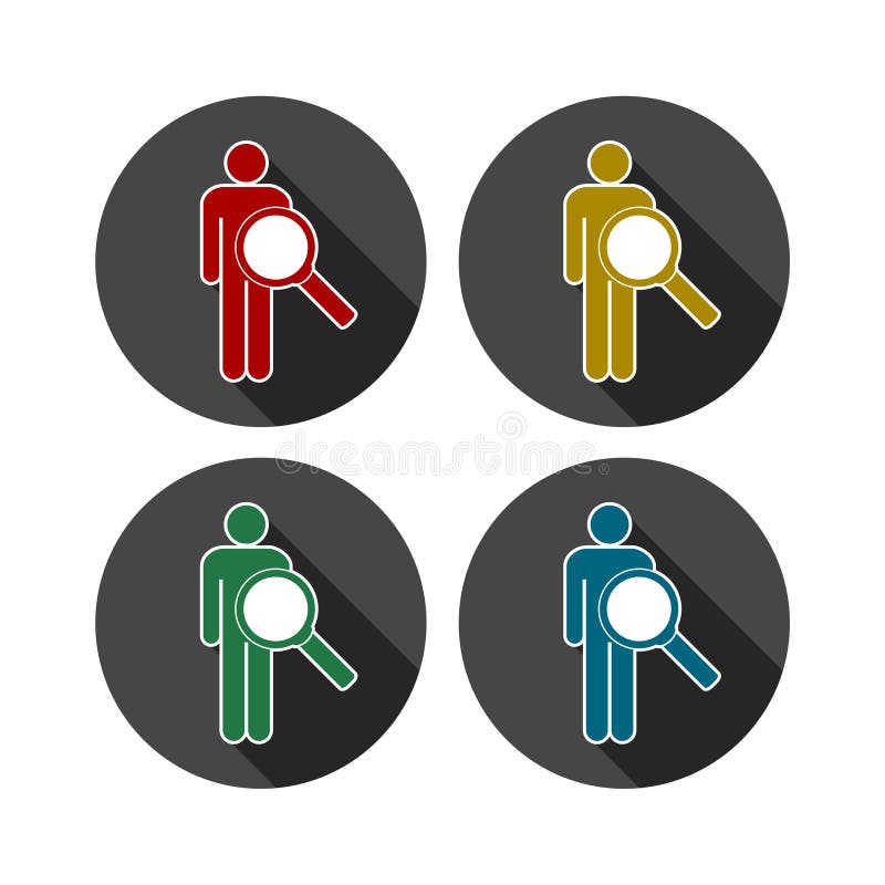 Magnifier with User Sign Icon, View Vector Illustration on White ...