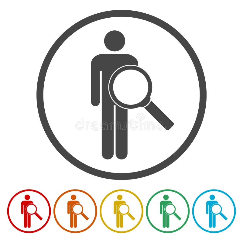 Magnifier with User Sign Icon, View Vector Illustration on White ...