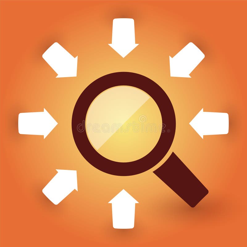 Magnifier with White Arrows Stock Vector - Illustration of round ...