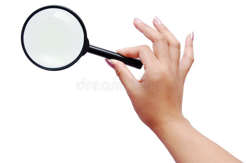 Magnifier and a woman hand stock image. Image of research - 16393807
