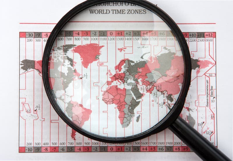 Magnifier on world map stock image. Image of continent - 2824919