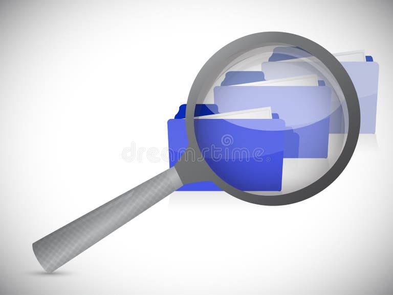 Magnify and Set of Folders. Illustration Stock Illustration ...