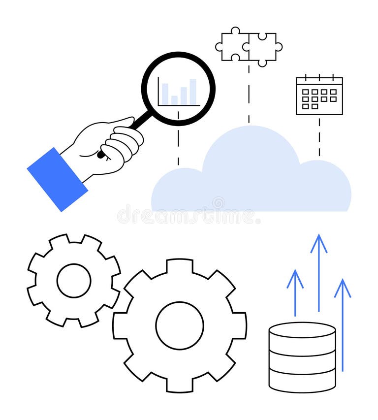 Data Integration Magnifying Glass Stock Illustrations – 570 Data ...