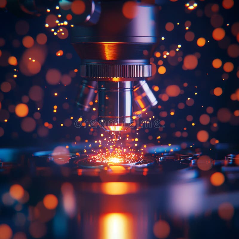 The Magnifying Eye of a Microscope Examines a Specimen on a Slide from ...