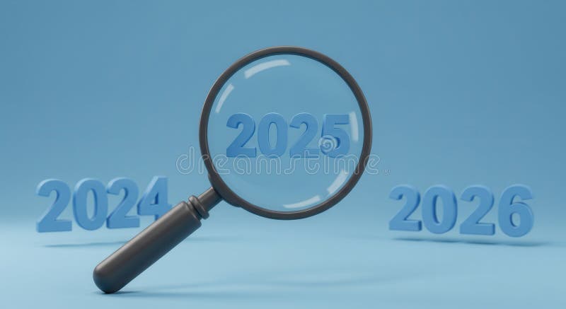 Magnifying Future: Focus on 2025 Amidst Years 2024 and 2026 Stock Photo ...