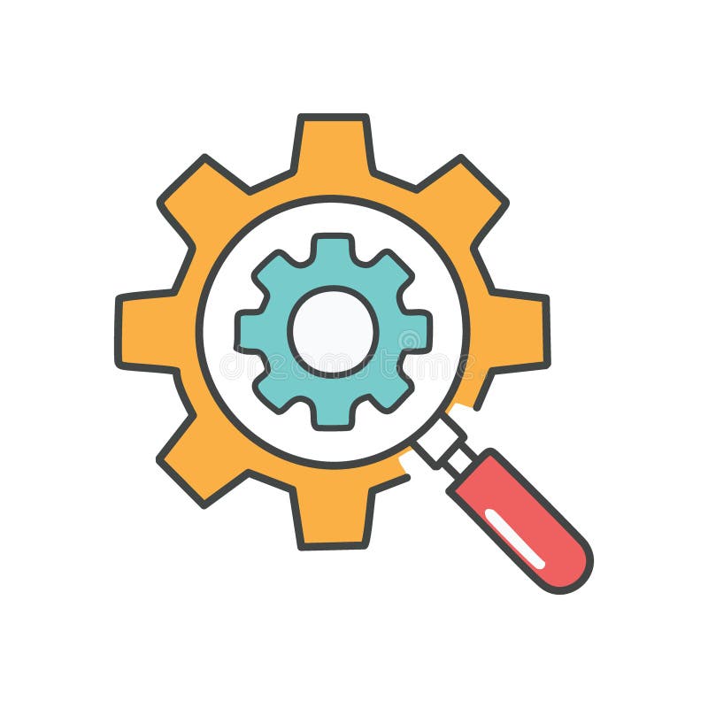 Magnifying Gear. Magnifying Glass Examining a Mechanical Gear Stock ...