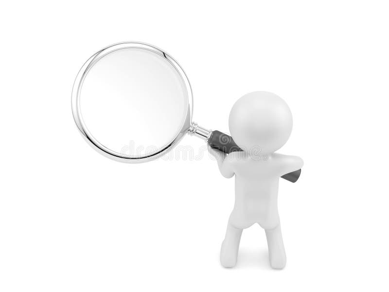 3D Morph Man Searching with Magnifying Glass Stock Illustration ...
