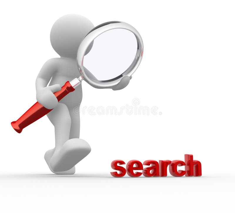 3d Person Searching with Magnifier Glass Stock Illustration ...