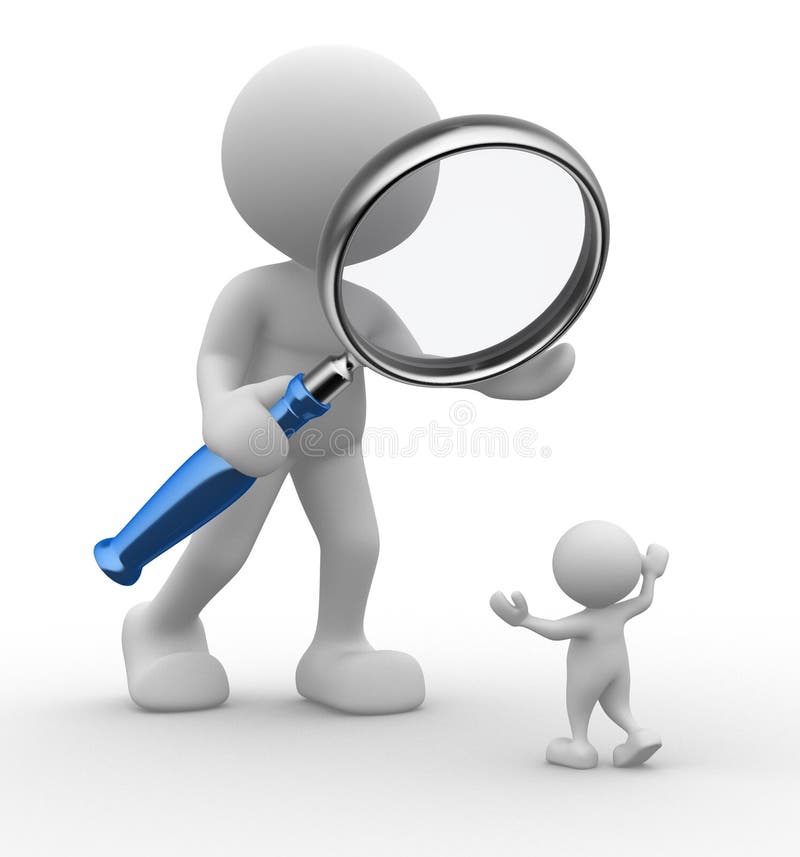 3d White People with a Magnifying Glass Stock Illustration ...