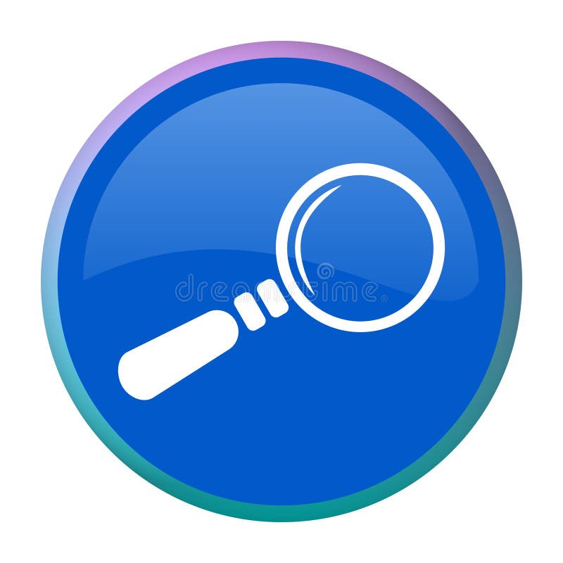 Magnifying Glass Icon on Round Internet Button Stock Illustration ...