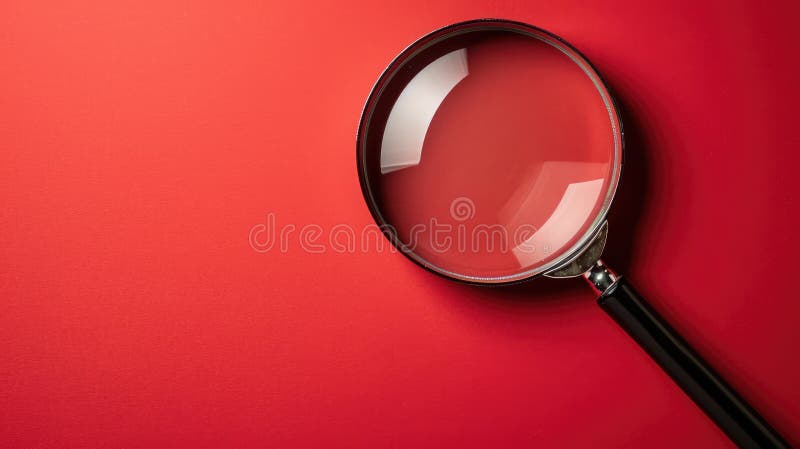 Magnifying Glass Against a Bold Red Background, Symbolizing Exploration ...