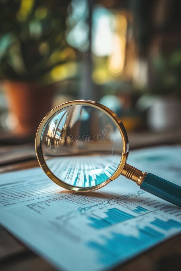 Magnifying Glass Analysis, a Magnifying Glass on a Document Reveals ...