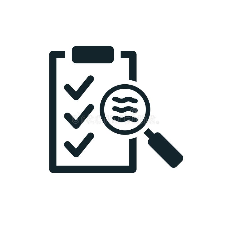Magnifying Glass Analyzing Completed Checklist Icon Representing ...