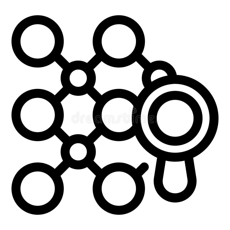 Magnifying Glass Analyzing Connections in a Network Structure Stock ...