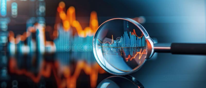Magnifying Glass Analyzing Financial Data. Generative Ai Stock ...