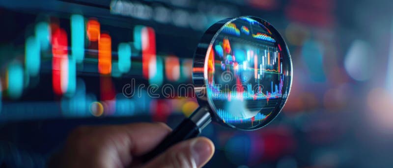 Magnifying Glass Analyzing Financial Data. Generative Ai Stock ...