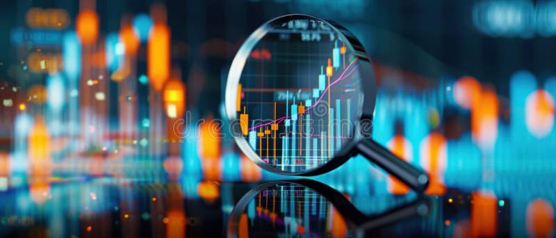 Magnifying Glass Analyzing Financial Data. Generative Ai Stock ...