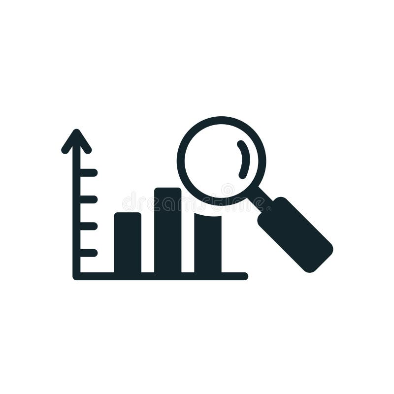 Magnifying Glass Analyzing Growing Chart Icon Stock Vector ...