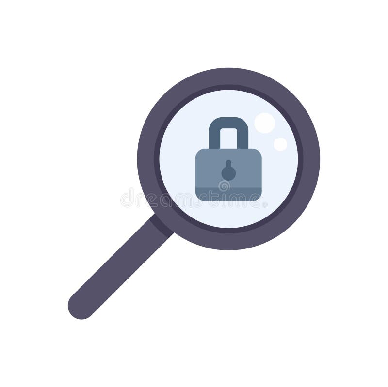 Magnifying Glass Analyzing Security Padlock Icon Stock Illustration ...