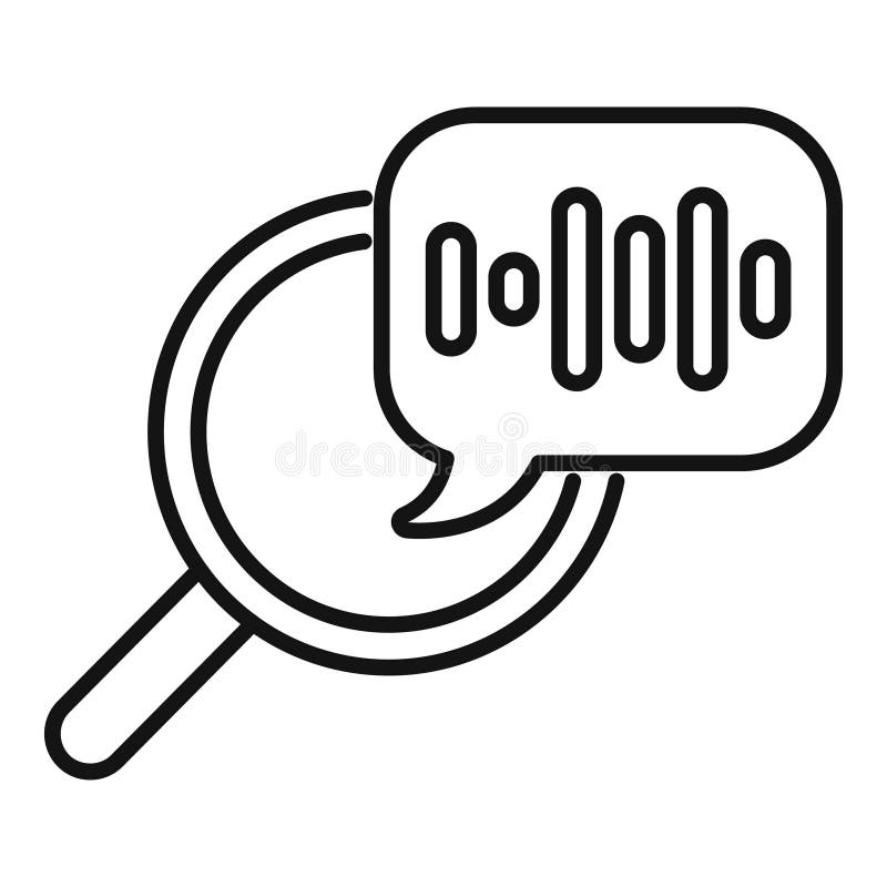 Magnifying Glass Analyzing Voice Message Icon Outline Vector Stock ...