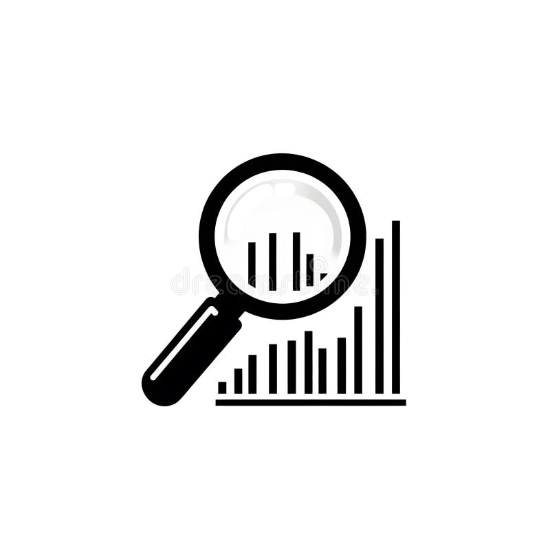 Magnifying Glass with Bar Chart Icon, Concept of Analysis Research, and ...