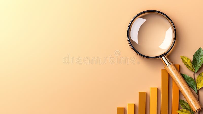 Magnifying Glass on Bar Graph Analysis Stock Illustration ...