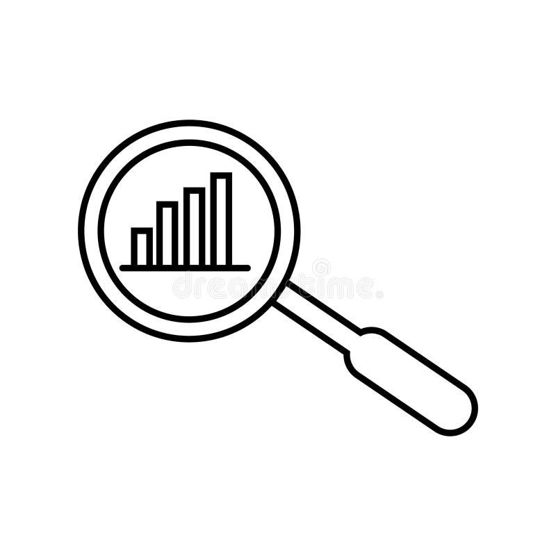 Magnifying Glass with Bar Graph Icon Stock Vector - Illustration of ...