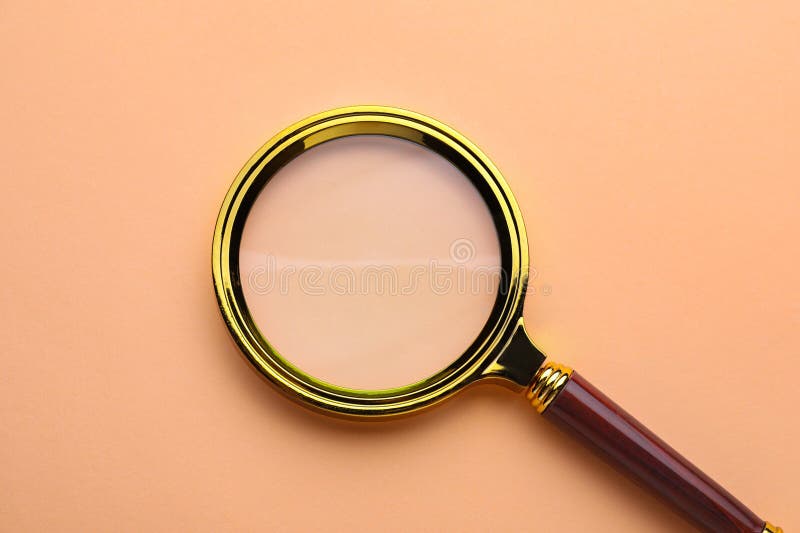 Magnifying Glass on Beige Background, Top View Stock Image - Image of ...