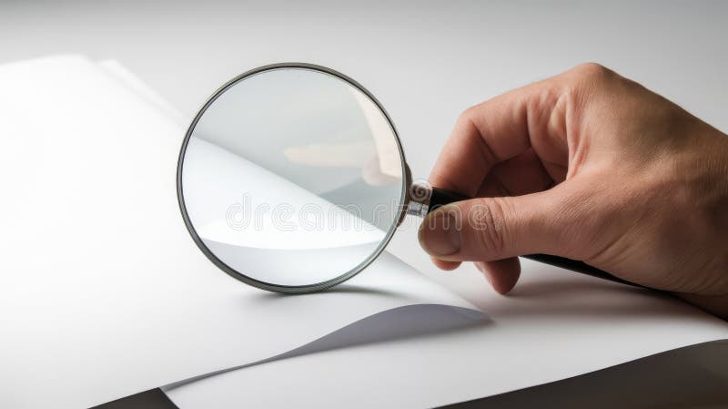A Magnifying Glass Being Held by a Hand, Isolated on White with Soft ...
