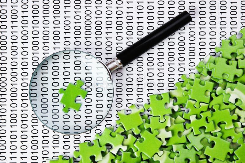 Magnifying Glass on a Binary Code Stock Image - Image of green ...