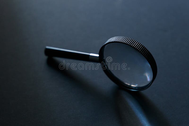 Magnifying Glass on Black Texture Background Stock Image - Image of ...