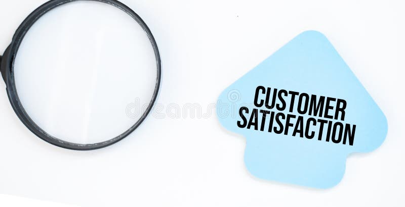 Magnifying Glass with Blue Arrow Paper Sheet with Text Customer ...