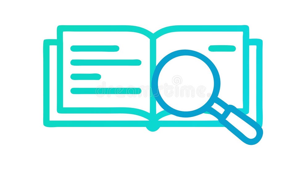 Magnifying Glass on Book, Research Study Analyze Icon, Vector Design ...