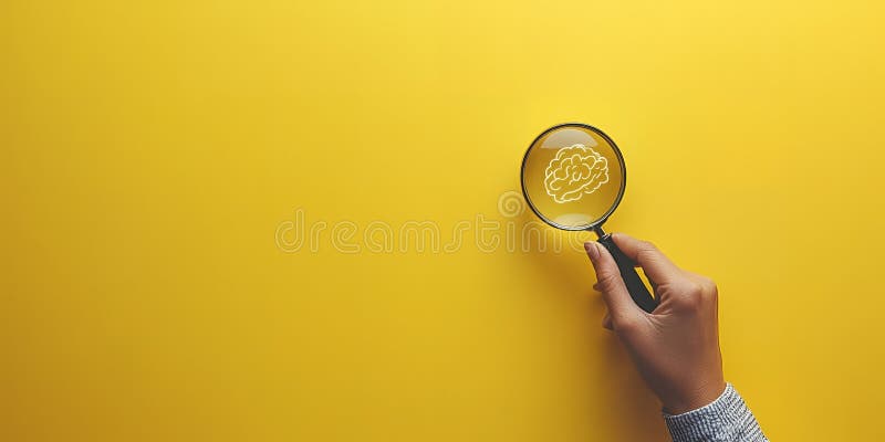 Magnifying Glass with Brain Stock Illustration - Illustration of idea ...