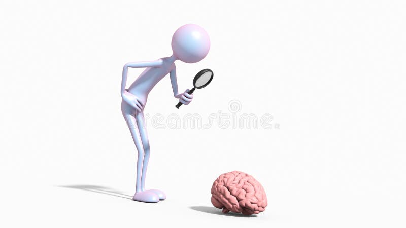 Magnifying glass and brain stock illustration. Illustration of mind ...