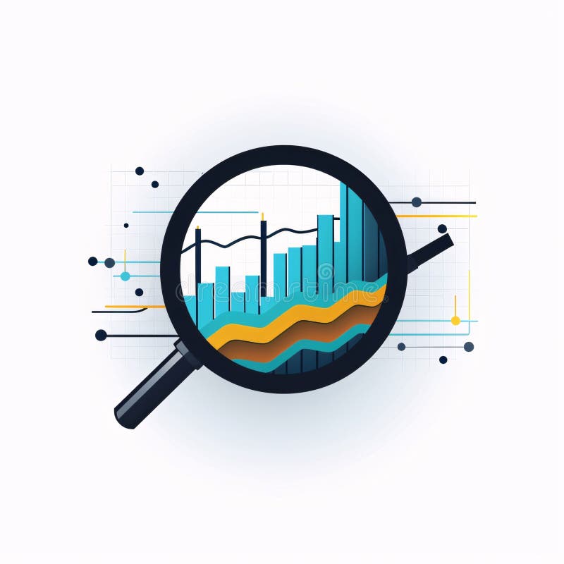 Magnifying Glass and Business Graph. Vector Illustration Stock ...