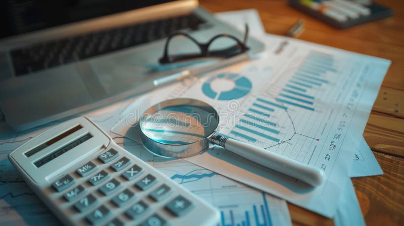 The Magnifying Glass and Calculator.AI Generated Image Stock Photo ...